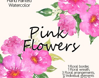 Watercolor flower wreath Digital floral frame by ArtDownload