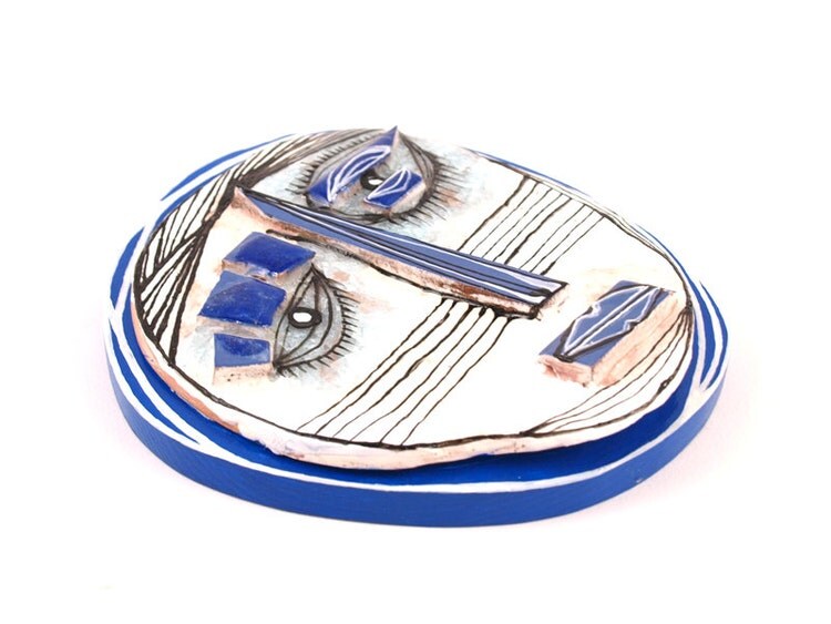 Sad Face Modern Ceramic Sculpture 3D sculpture Art mask by 99heads