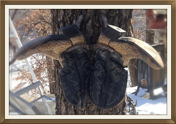 Horseshoe Cowboy Boot Rack Blacksmith Made Real Horseshoes