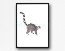 Unique lemur print related items | Etsy