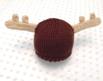 Moose Hat KNITTING PATTERN / Woodland Baby Hat / Winter Animal