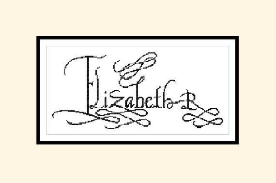 Cross Stitch Pattern Elizabeth R Signature Original Cross