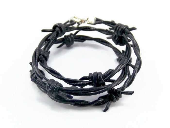 Barbed Wire Bracelet Leather Bracelet Wrap Bracelet