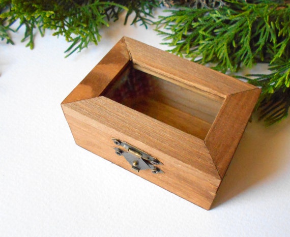 Small wooden display box rectangular box with by ExiArtsEcoCrafts