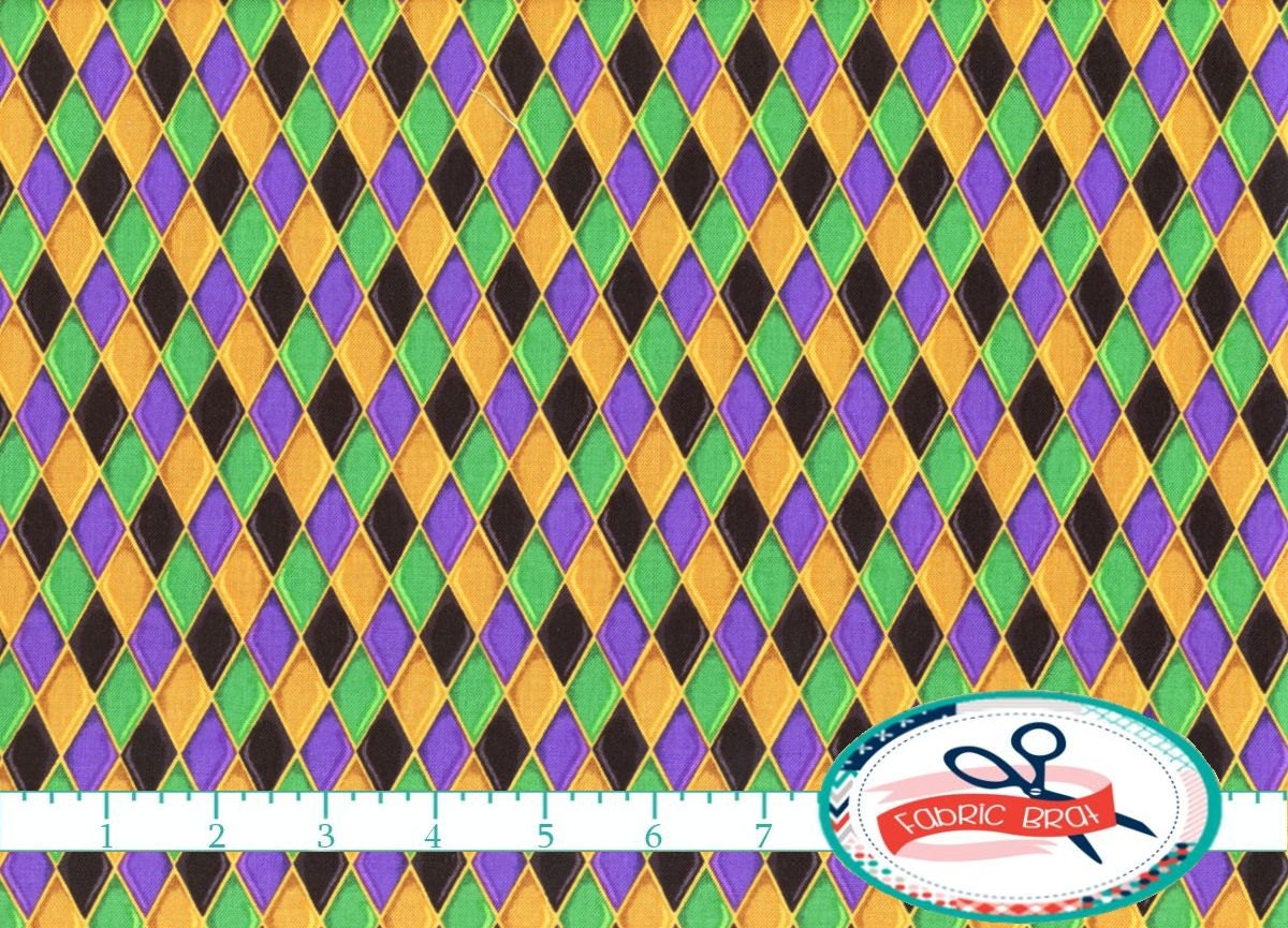 MARDI GRAS Fabric by the Yard Fat Quarter Bright & by FabricBrat