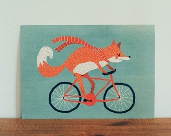 FOX FUN art print // cute fox illustration // orange home