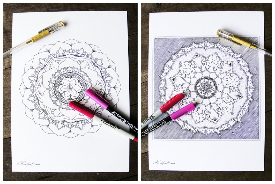 Mandala Coloring Page Bundle Instant Download by Hattifant
