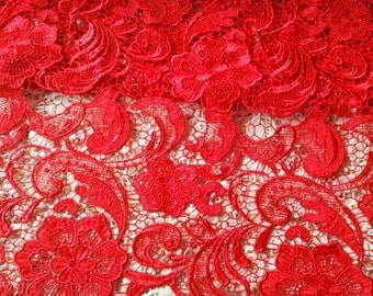 Unique red lace fabric related items | Etsy