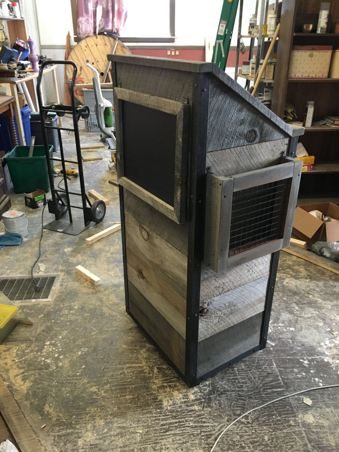 Rustic Industrial Reclaimed Wood Hostess Host Stand