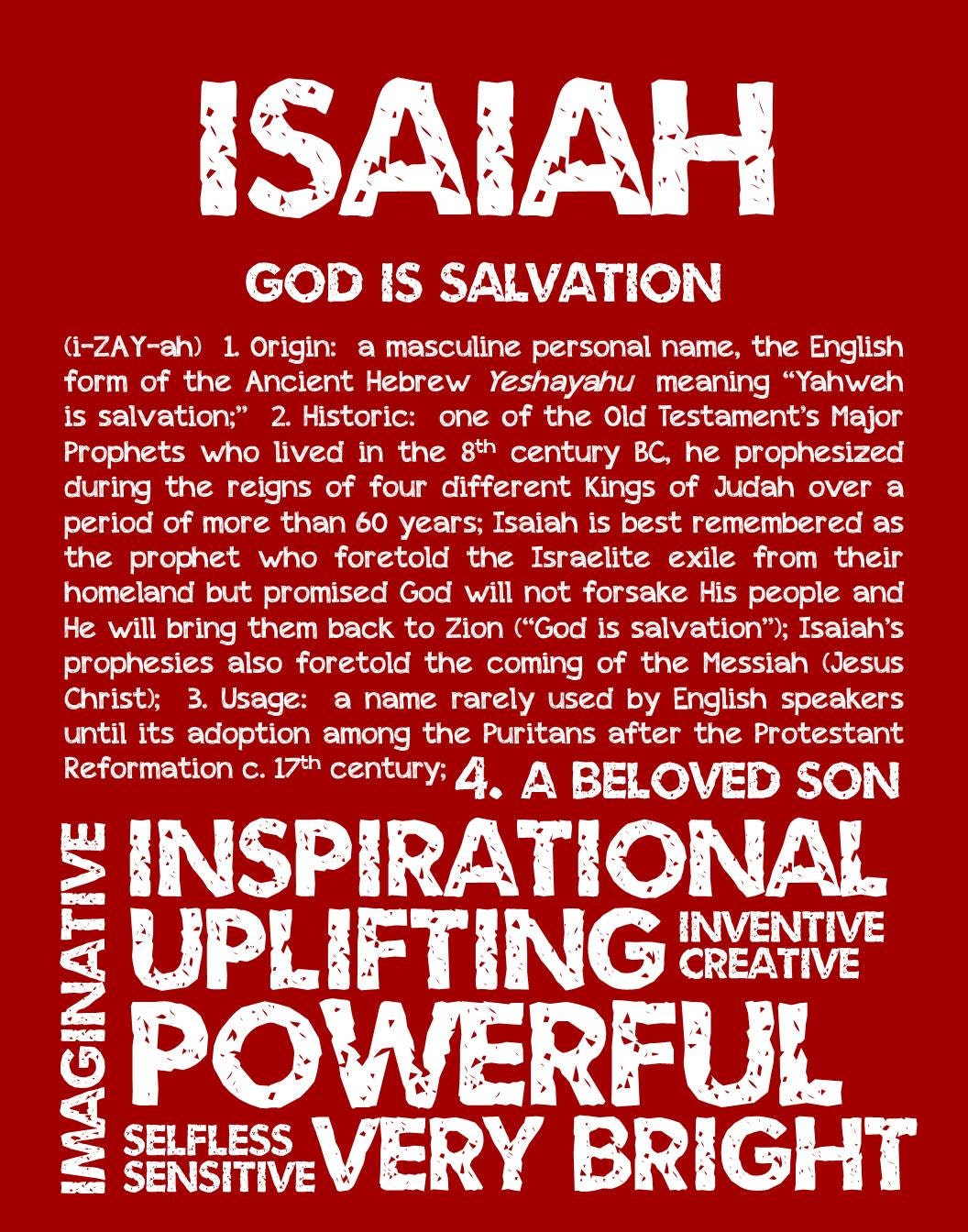 ISAIAH Personalized Name Print / Typography Print / Detailed