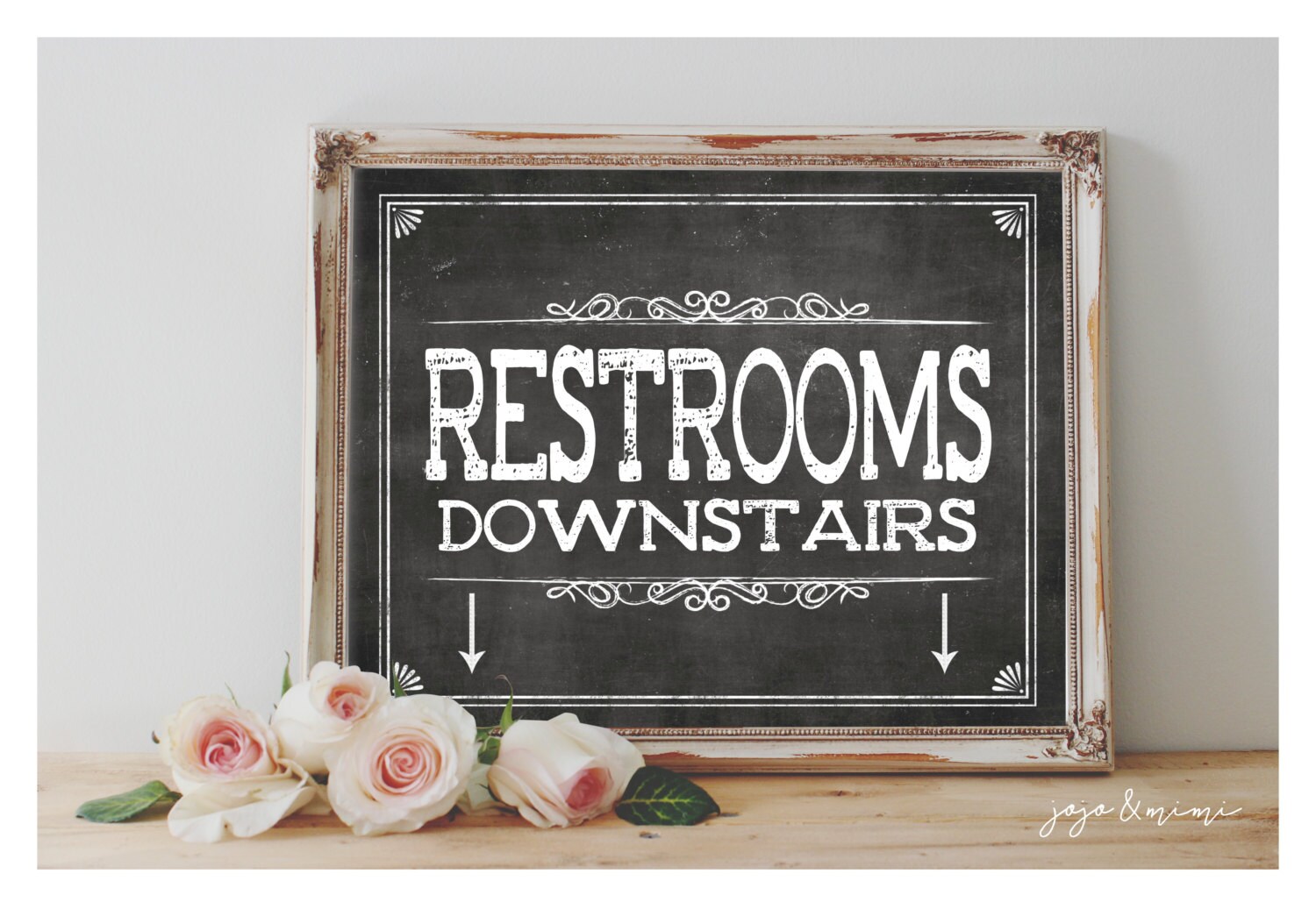 Instant RESTROOMS DOWNSTAIRS Printable Wedding Party OR Event