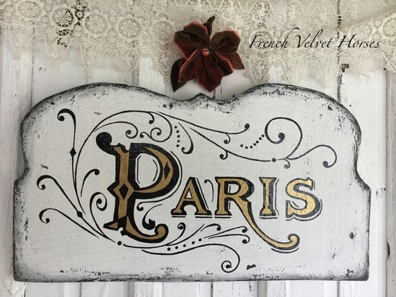 PARIS FRENCH SIGN wood wall decor French by FrenchVelvetHorses