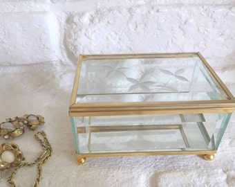 Items similar to Glass House Box, Glass Jewelry Box Two Shelves, Two ...