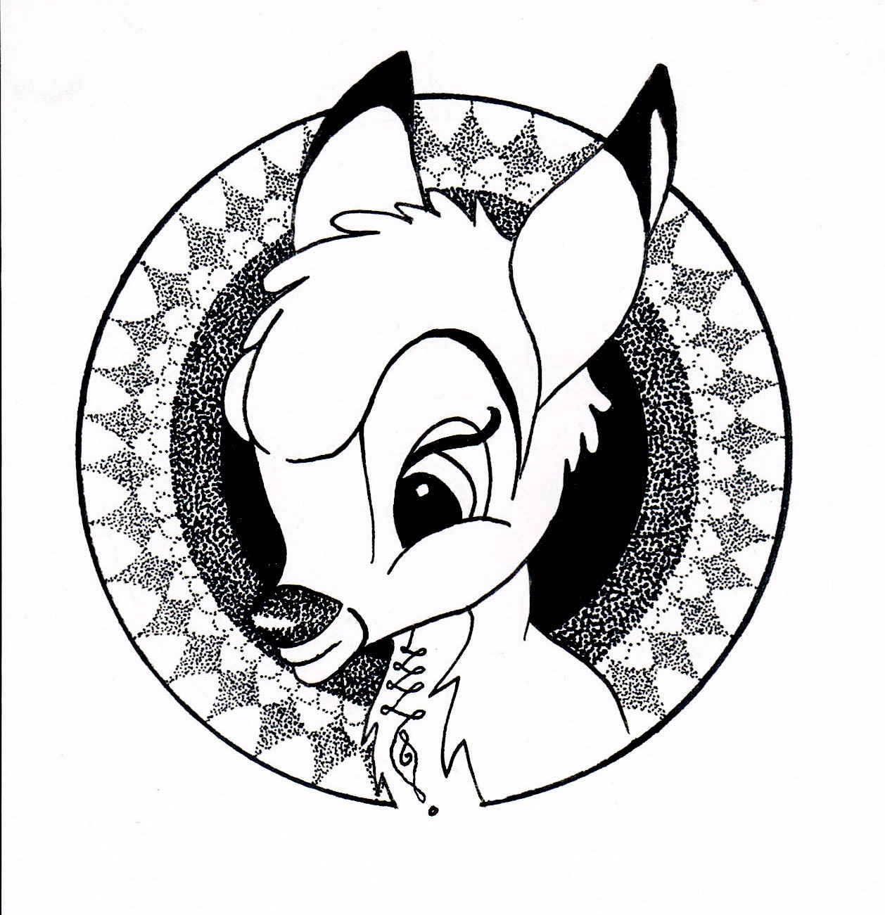 Dotwork Bambi in Mandala. by PearsonIllustration on Etsy