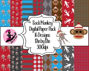 Sock monkey clip art | Etsy