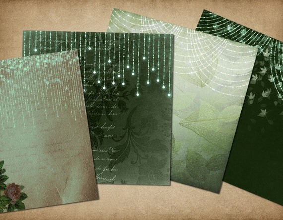 Enchanted Garden Digital Paper fairy lights fantasy