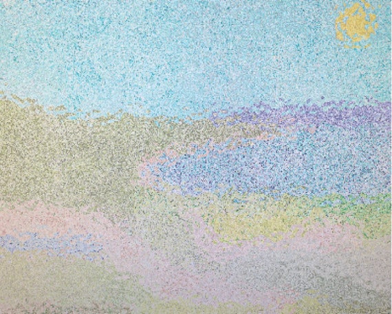 Beach Scene Pointillism Abstract Beach Pointillism by GraciesLane