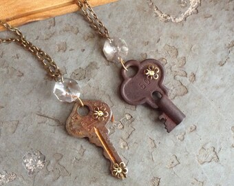 Items similar to Upcycled Jewelry - Key Jewelry - Vintage Fancy Brass ...