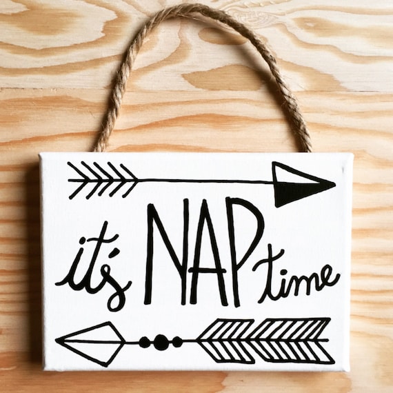 Nap Time Door Hanging Sign 5 x 7 Hand Painted by ThePinkPinecone