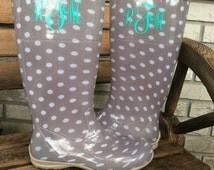 Popular items for monogram rain boots on Etsy