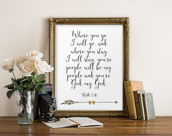 Ruth 1:16 Bible verse print art Scripture by TwoBrushesDesigns