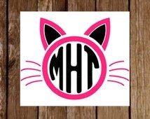 Unique cat monogram decal related items | Etsy