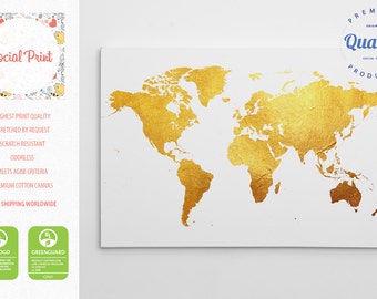 Gold foil world map | Etsy