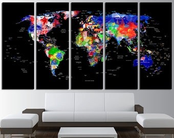 Push pin world map | Etsy