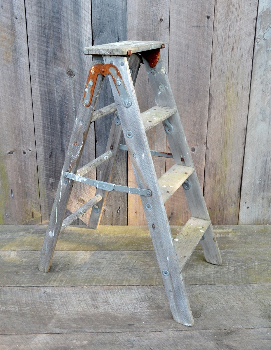 Vintage Wooden Step Ladder Bell Systems W.W. Babcock Co.