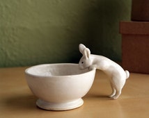 Popular items for ceramic rabbit bowl on Etsy