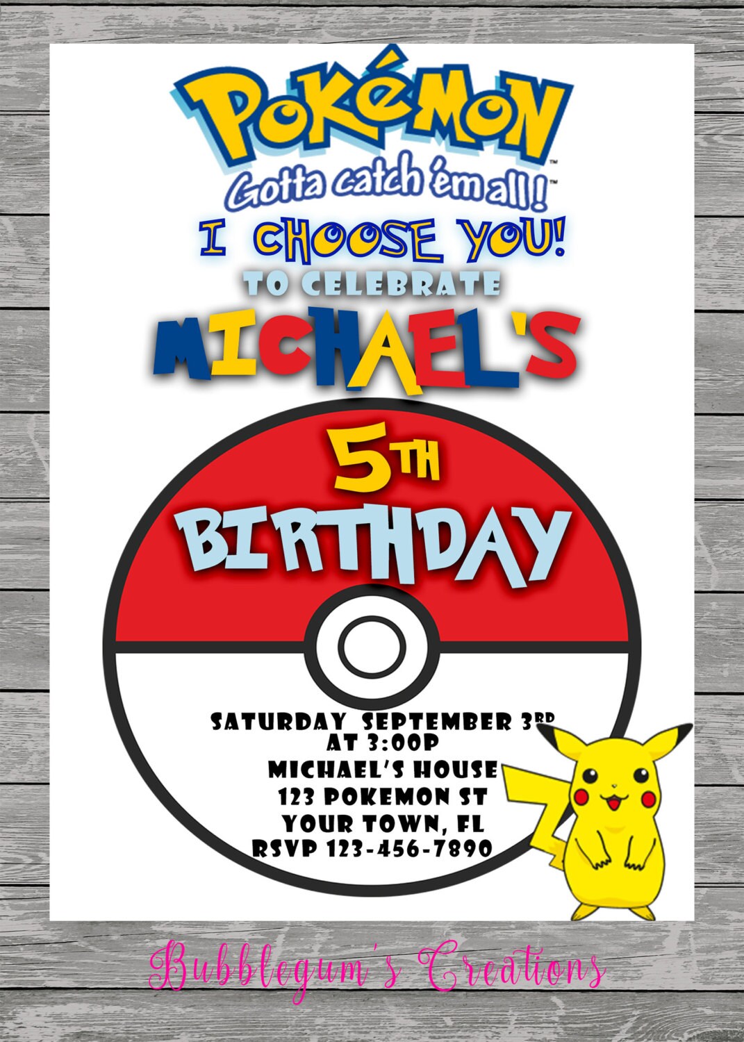 Pokemon Invitation Template Free