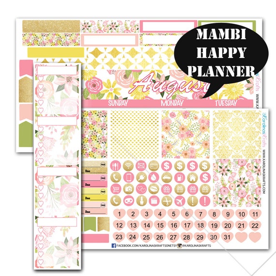 Blush Pink Gold Floral MONTHLY Planner Kit / Happy Planner