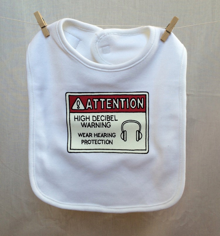 Attention Baby Bib High Decibel Warning Bib Funny by HazardBaby