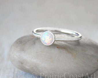 Opal Ring Sterling Silver Handcrafted Artisan Silver Ring