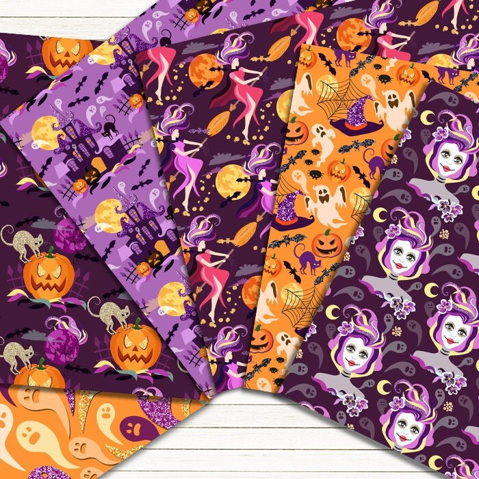 Halloween papers: HALLOWEEN DIGITAL PAPERS with