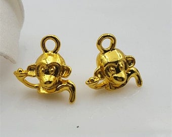Gold monkey charm | Etsy