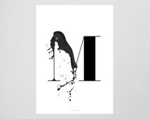 Unique letter m print related items | Etsy