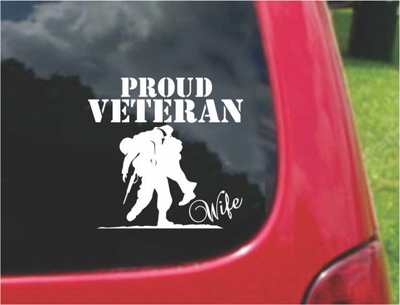 Set 2 Pieces Proud Veteran Wife Sticker Decals 20 Colors To
