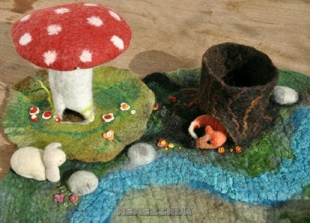Play Mat Mushroom House Waldorf Season Nature Table Play-Mat