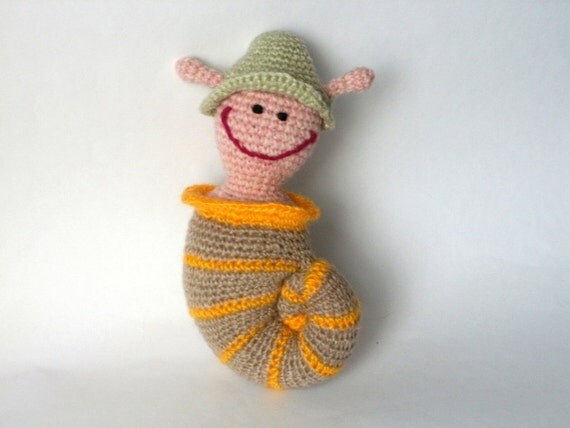 Snail hat With stripes Snail with horns Shell by KnittedJoy1