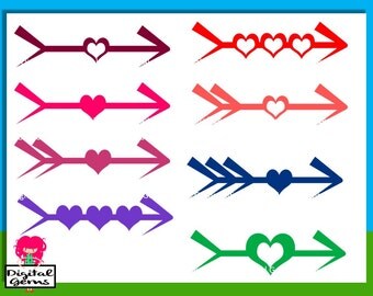 Heart arrow clipart | Etsy