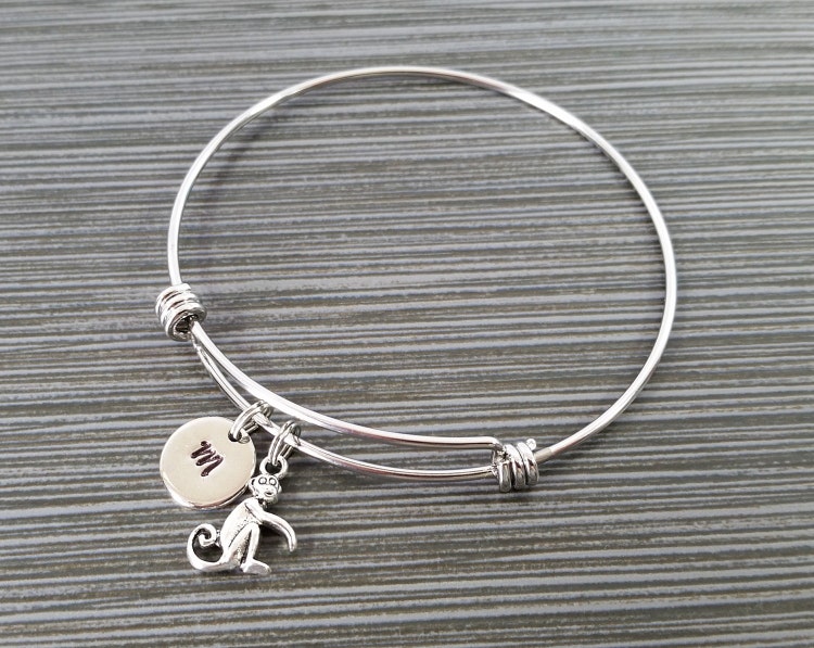 Monkey Bangle Monkey Charm Bracelet by TheMonkeyCharmer on Etsy