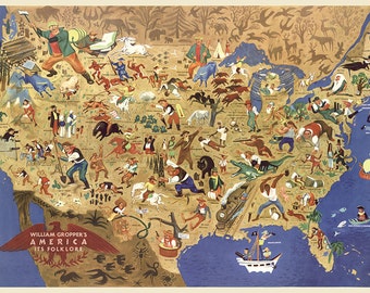 Folklore Music Map of the United States 1945. Laurence