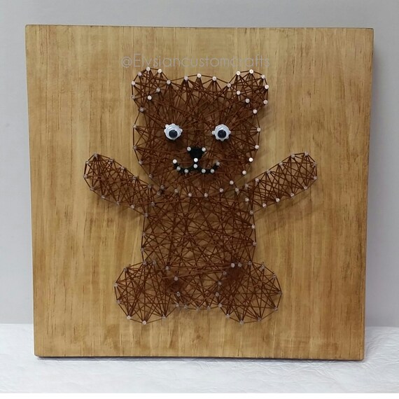 String Art Teddy Bear Custom Made Children's Room Wall
