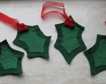 Felt holly leaf | Etsy