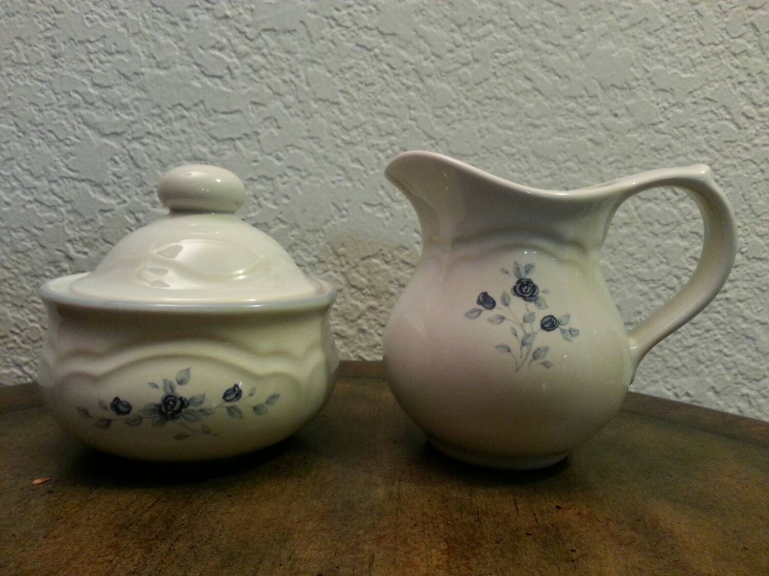 Vintage Pfaltzgraff Poetry Pattern Cream & Sugar Serving Set Blue ...