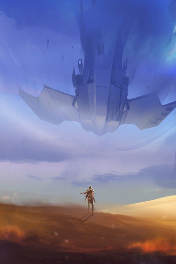 Baz Over the Sand - AI ship flying over it's 'copilot', final art by ...