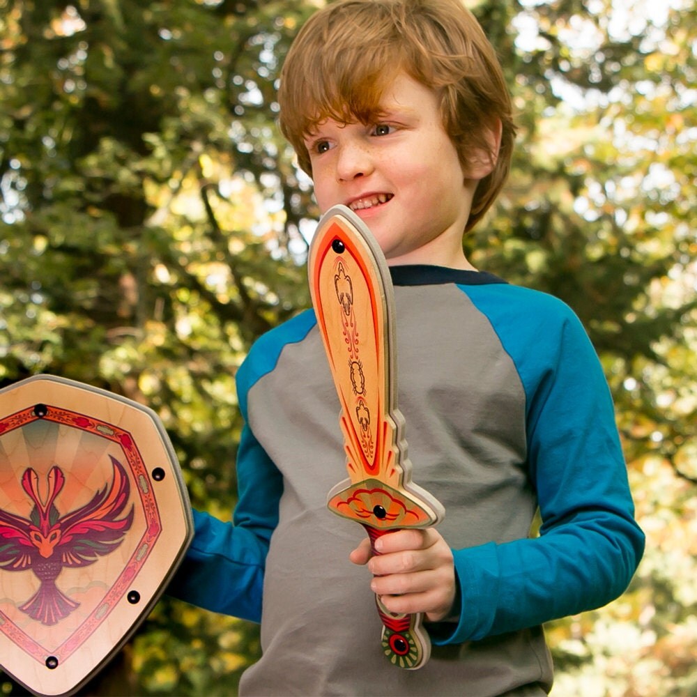 Wooden Toy Sword for Kids Handmade from Real Wood Full