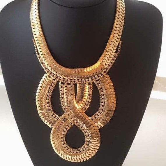 Beautiful Large Gold Statement Necklace