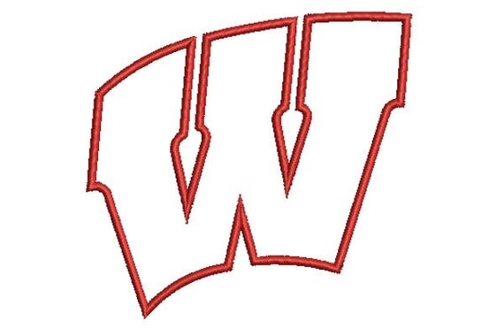 W Wisconsin Applique Embroidery Design INSTANT DOWNLOAD